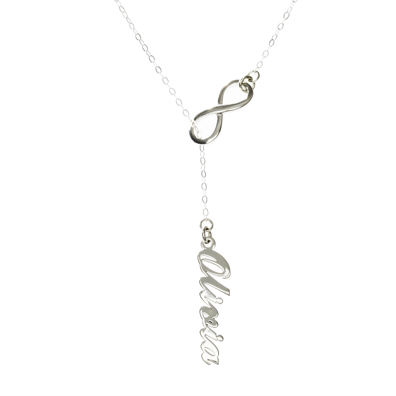 Infinity Name Plate Personalized Sterling Silver Lariat Style Necklace ...